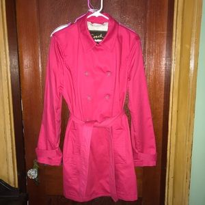 Coach | Jackets & Coats | Coach Hot Pink Short Trench Coat Ladies Large ...